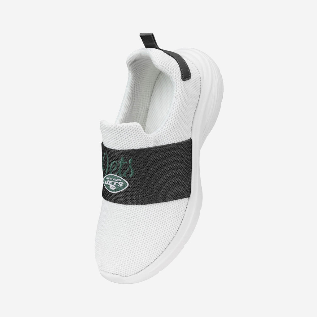 New York Jets Womens Script Wordmark White Slip On Sneakers FOCO