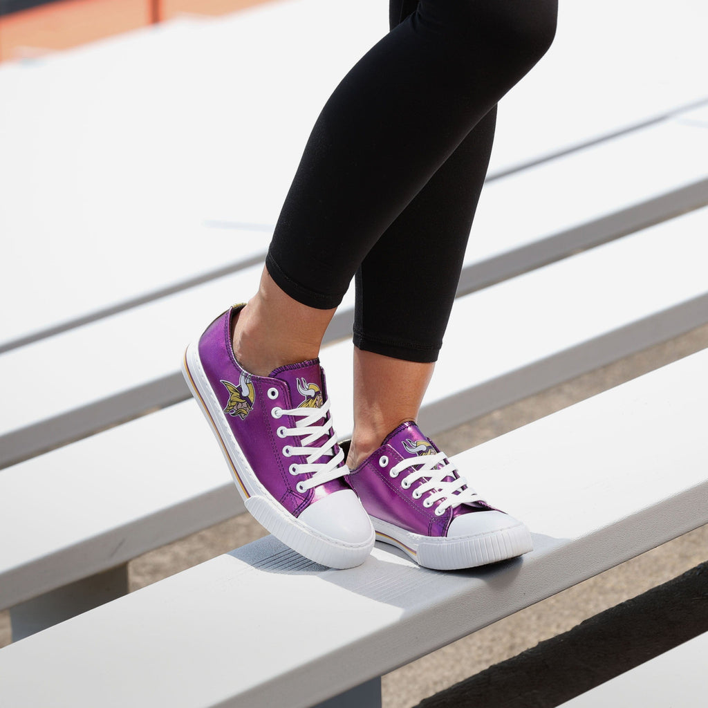 Minnesota Vikings Womens Team Color Metallic Low Top Canvas Shoes FOCO