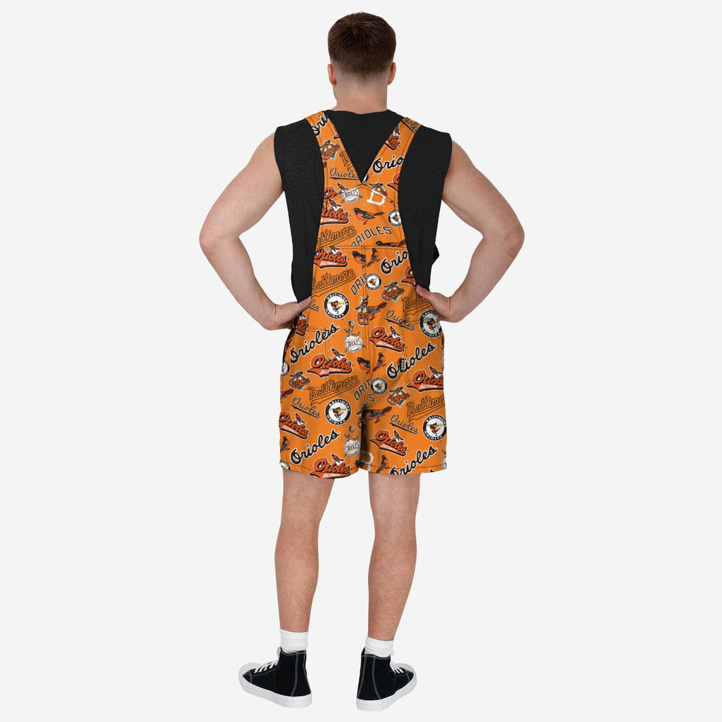 Baltimore Orioles Mens Historic Print Bib Shortalls FOCO