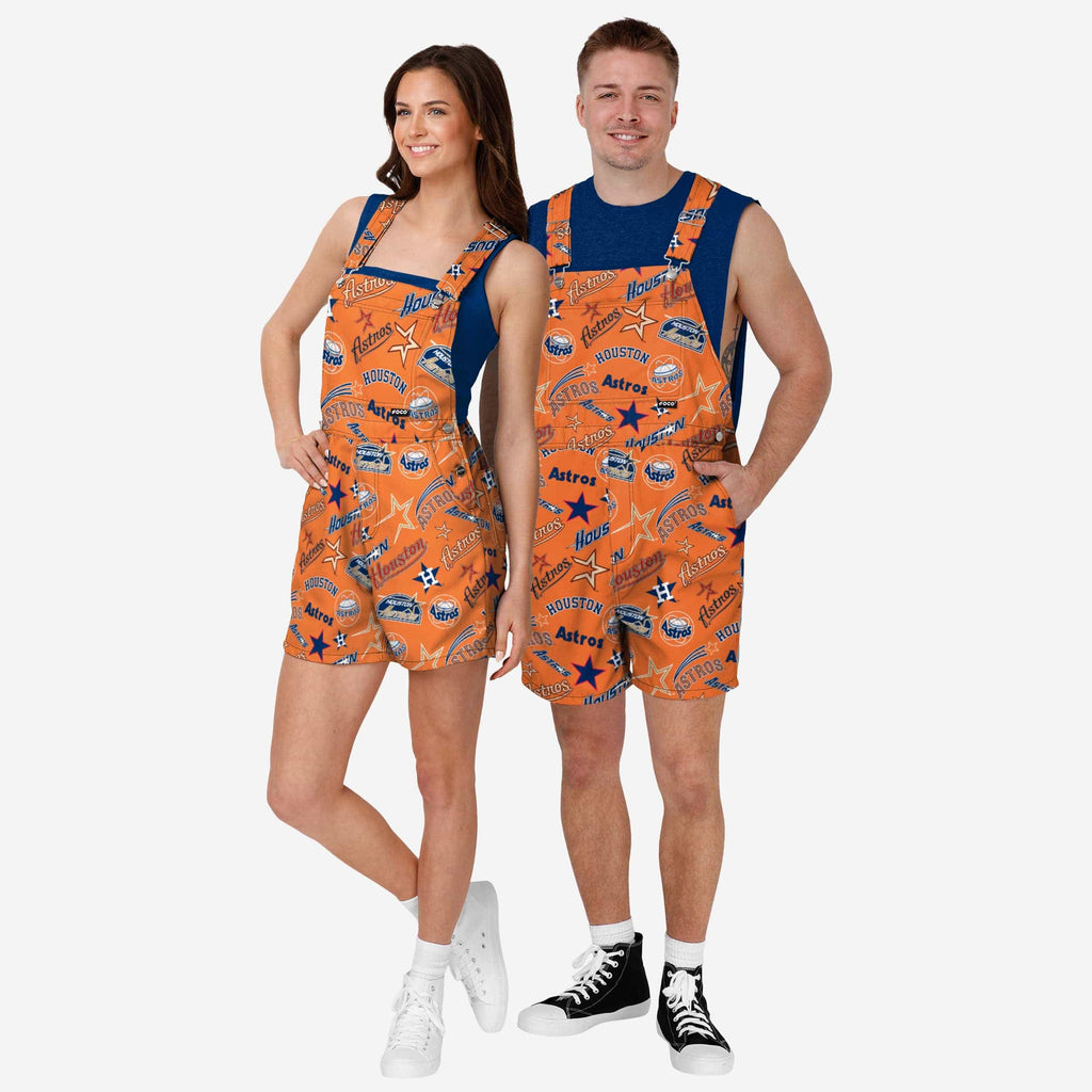 Houston Astros Mens Historic Print Bib Shortalls FOCO