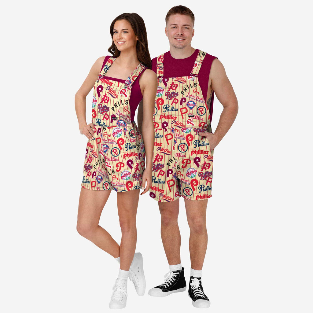 Philadelphia Phillies Mens Historic Print Bib Shortalls FOCO