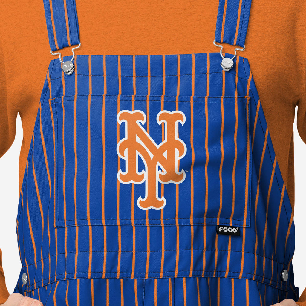New York Mets Mens Pinstripe Bib Shortalls FOCO