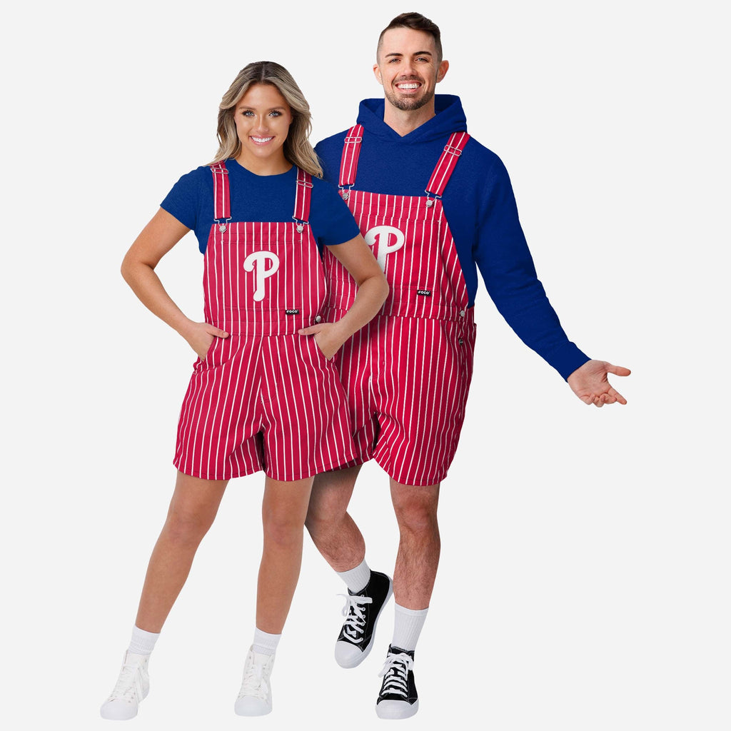 Philadelphia Phillies Mens Pinstripe Bib Shortalls FOCO
