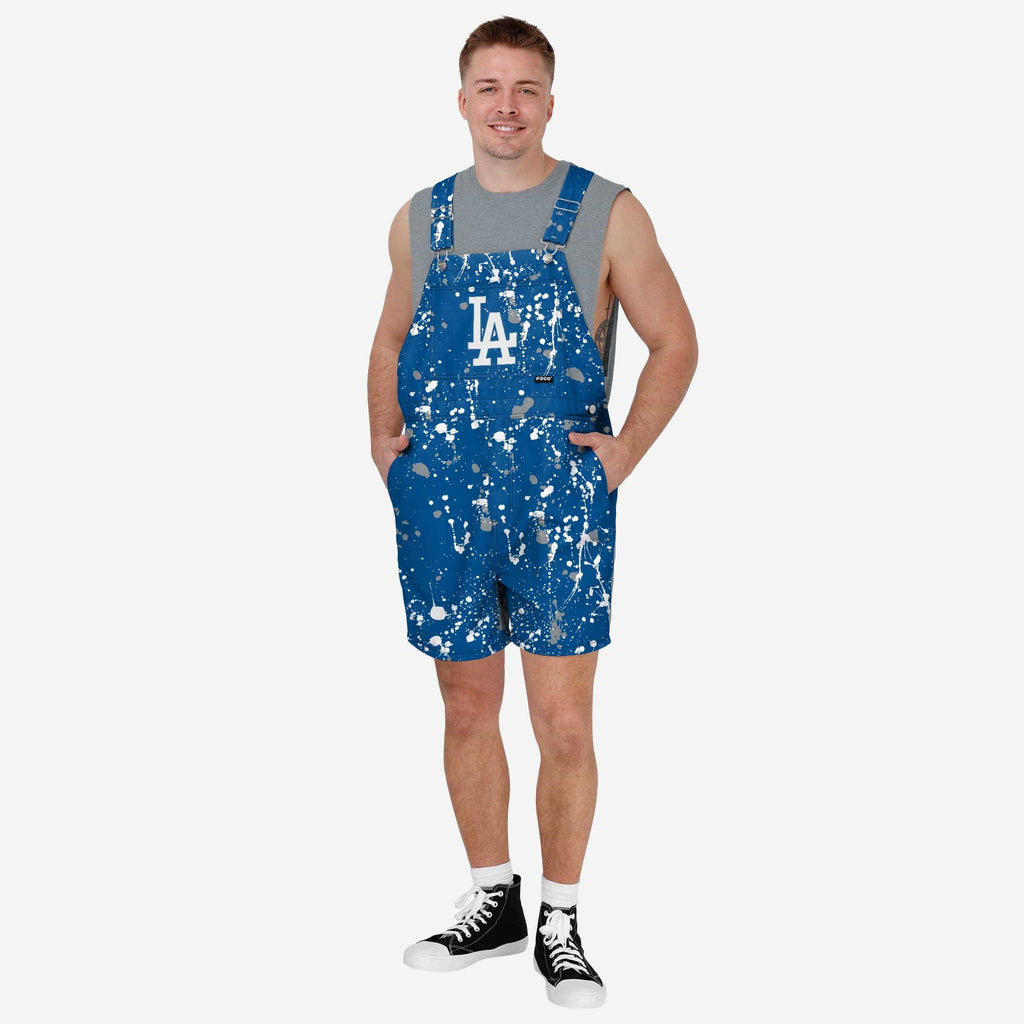 Los Angeles Dodgers Mens Paint Splatter Bib Shortalls FOCO
