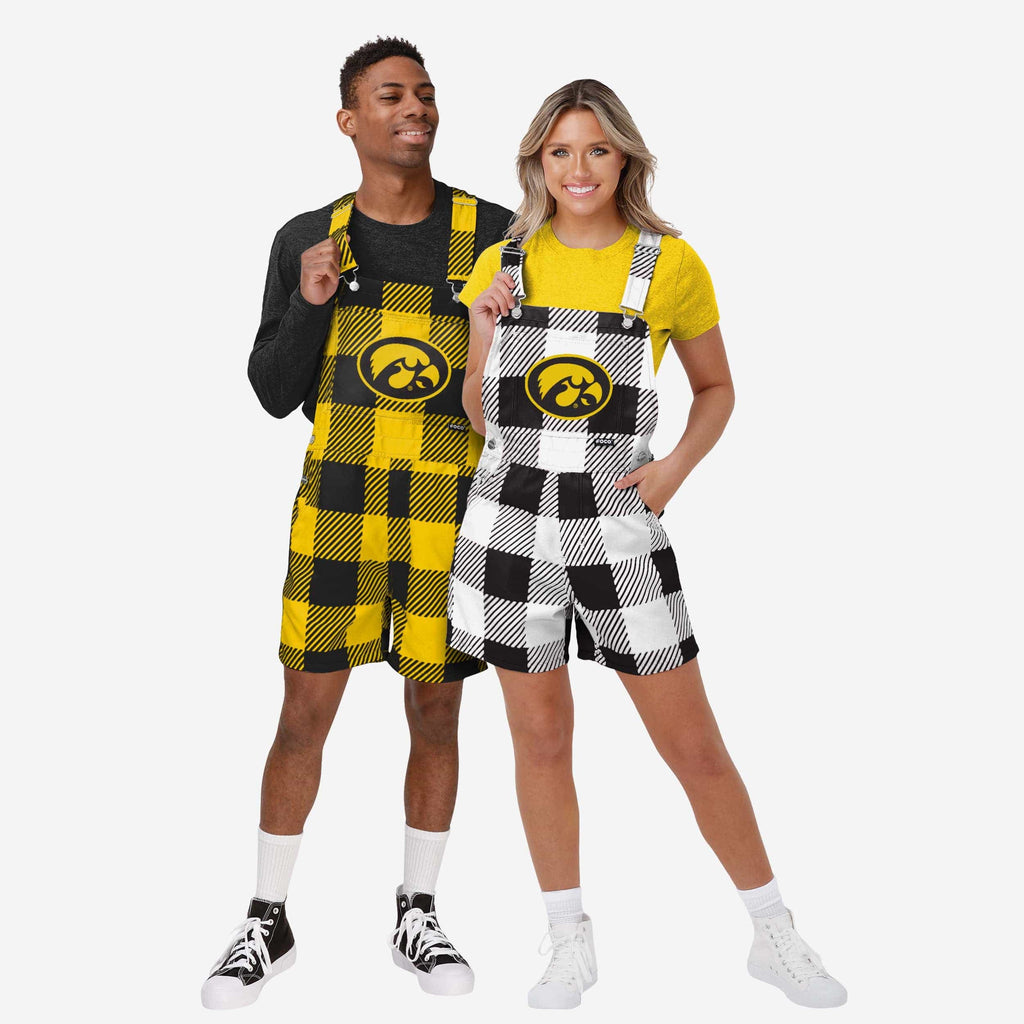 Iowa Hawkeyes Mens Plaid Bib Shortalls FOCO