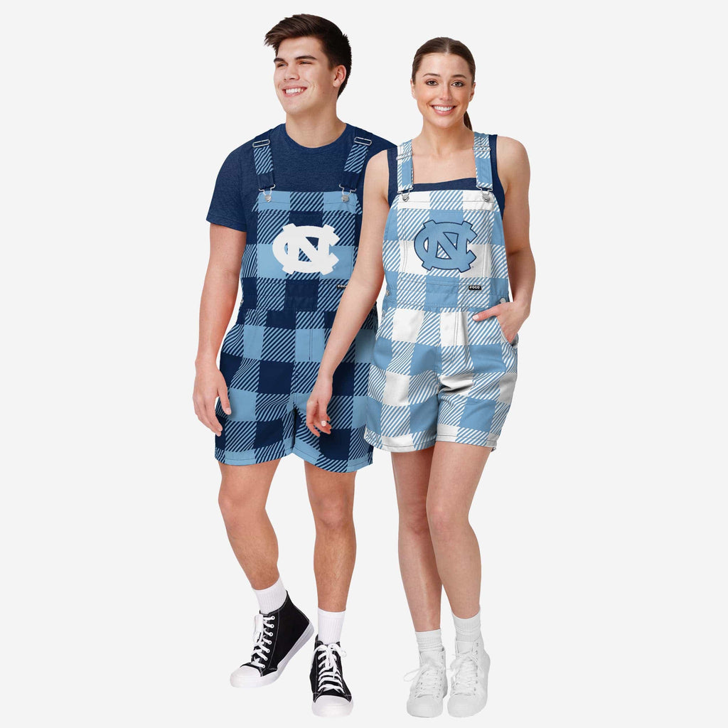 North Carolina Tar Heels Mens Plaid Bib Shortalls FOCO
