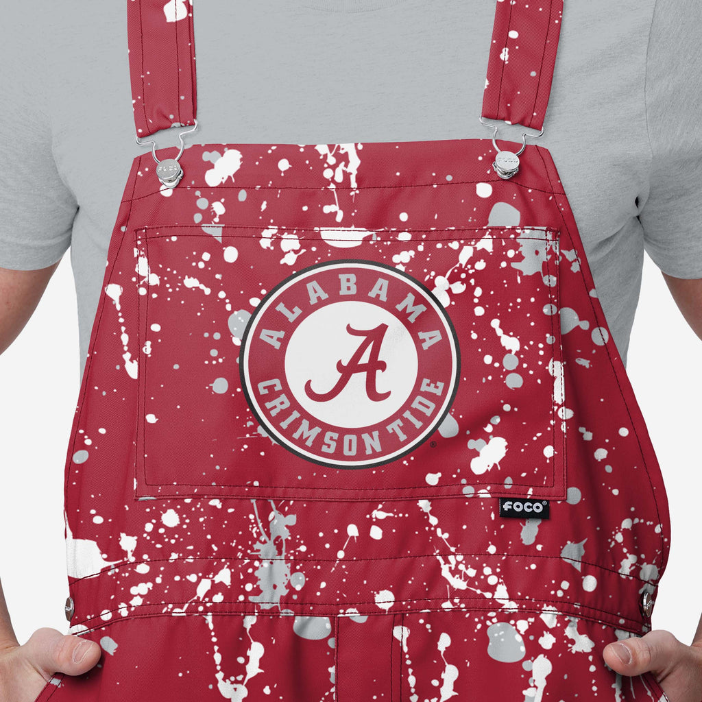 Alabama Crimson Tide Mens Paint Splatter Bib Shortalls FOCO