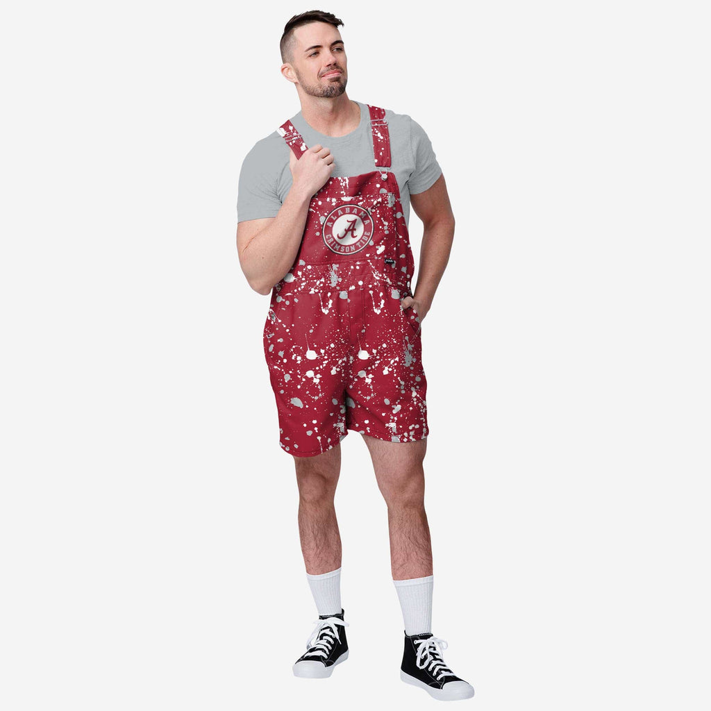 Alabama Crimson Tide Mens Paint Splatter Bib Shortalls FOCO