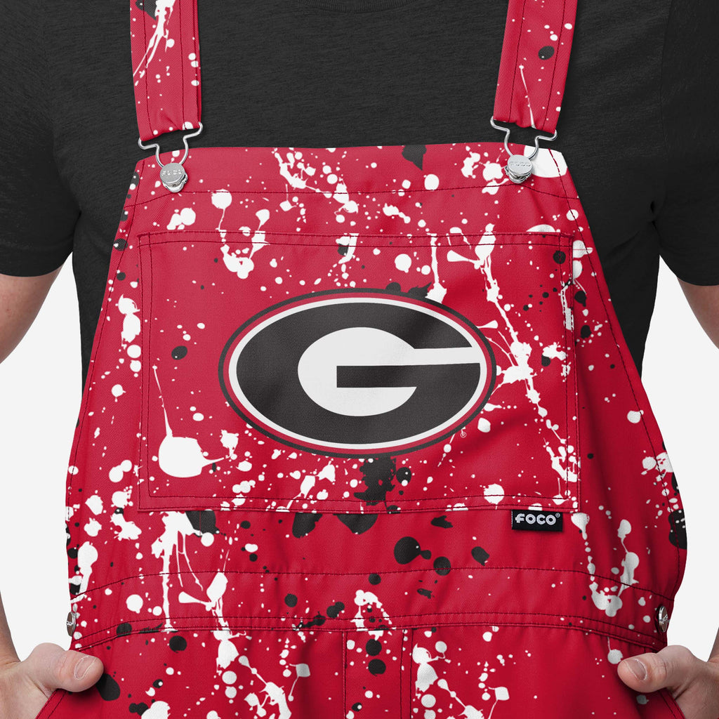 Georgia Bulldogs Mens Paint Splatter Bib Shortalls FOCO