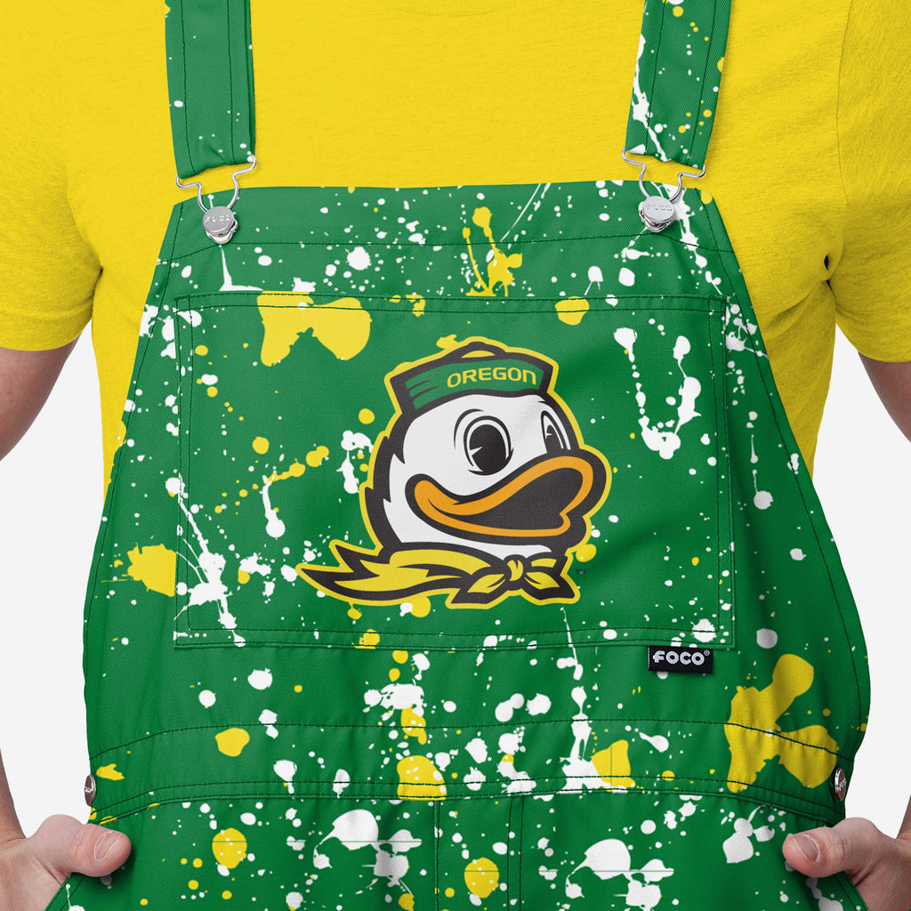Oregon Ducks Mens Paint Splatter Bib Shortalls FOCO