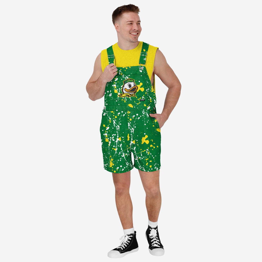 Oregon Ducks Mens Paint Splatter Bib Shortalls FOCO
