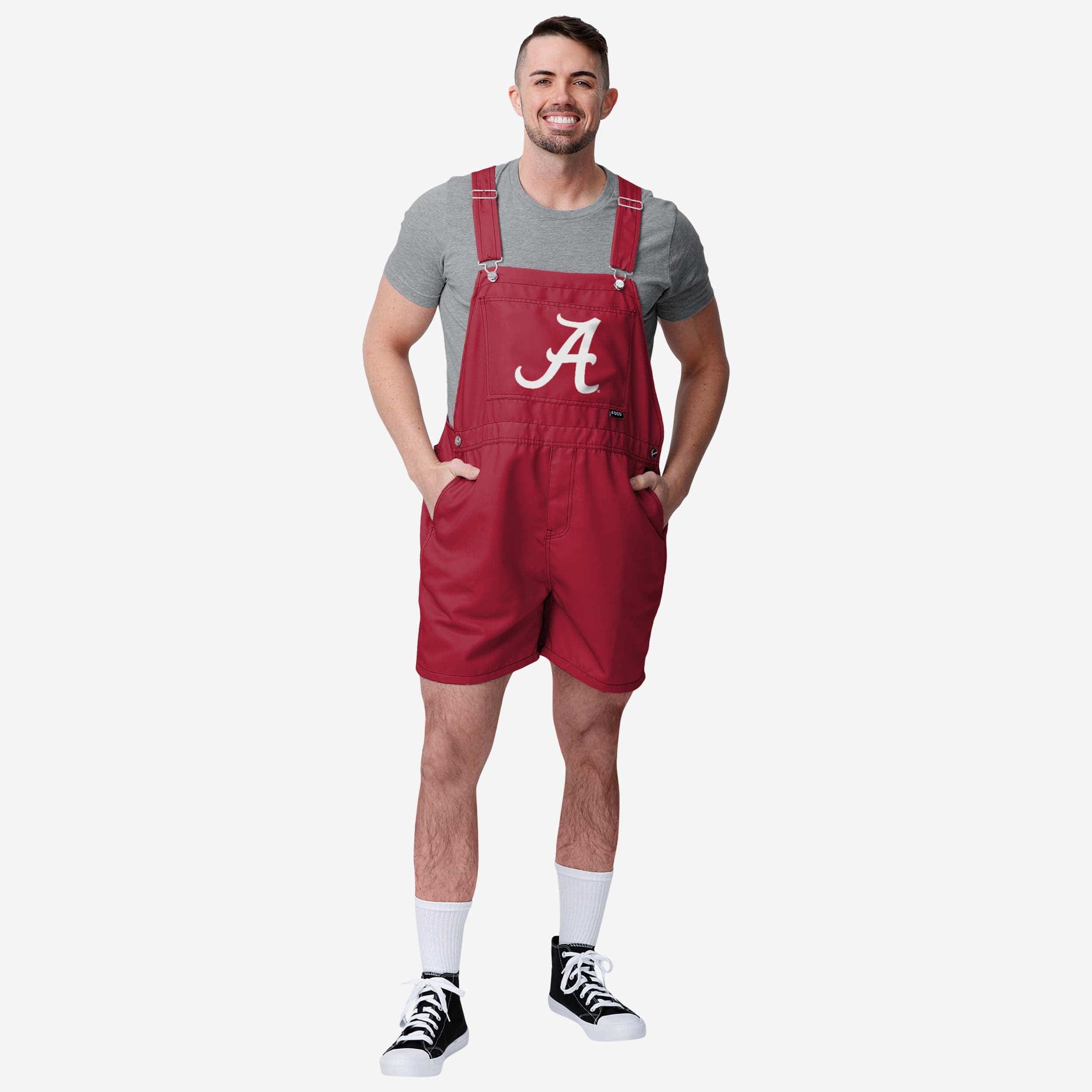 Alabama Crimson Tide Mens Solid Big Logo Bib Shortalls FOCO