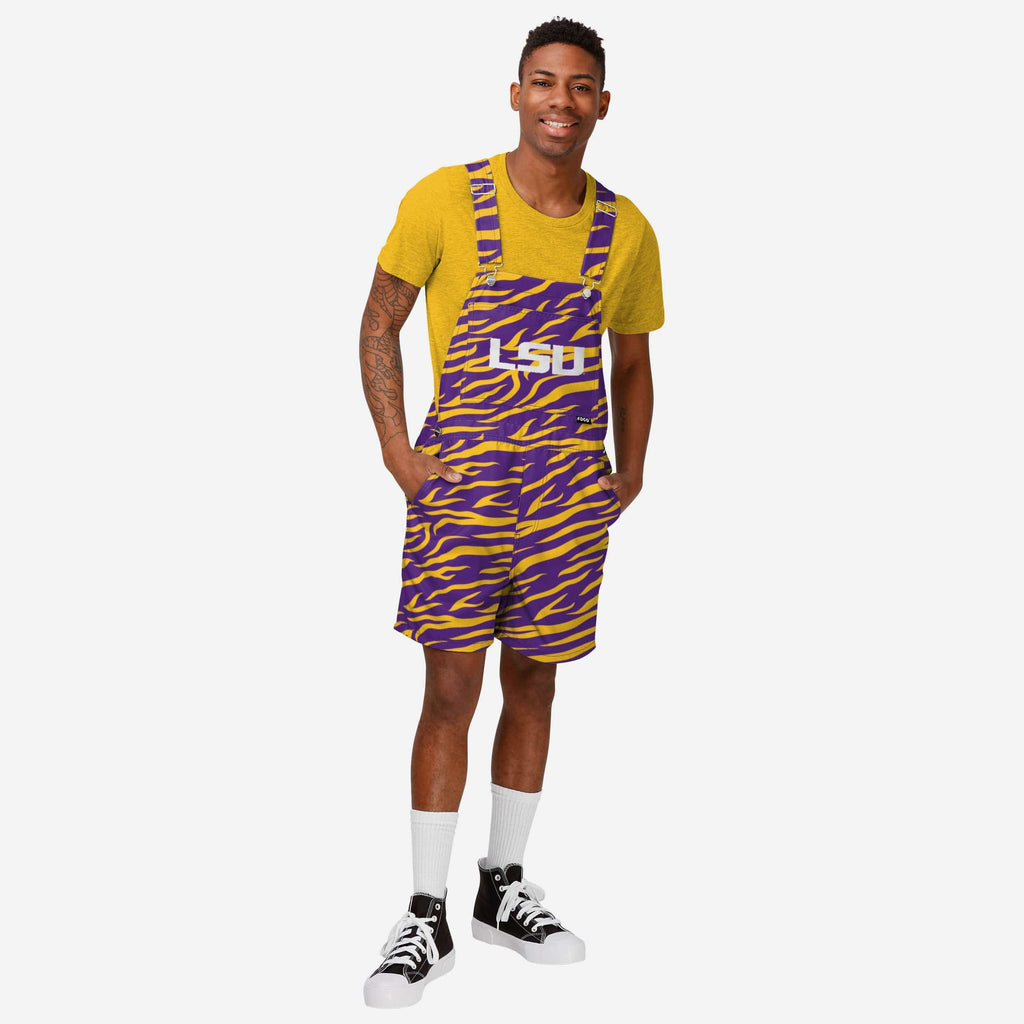 LSU Tigers Mens Tiger Stripe Thematic Bib Shortalls FOCO
