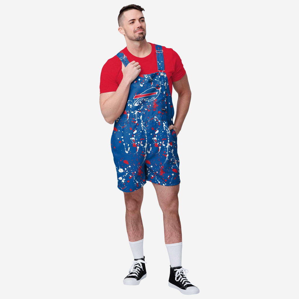 Buffalo Bills Mens Paint Splatter Bib Shortalls FOCO