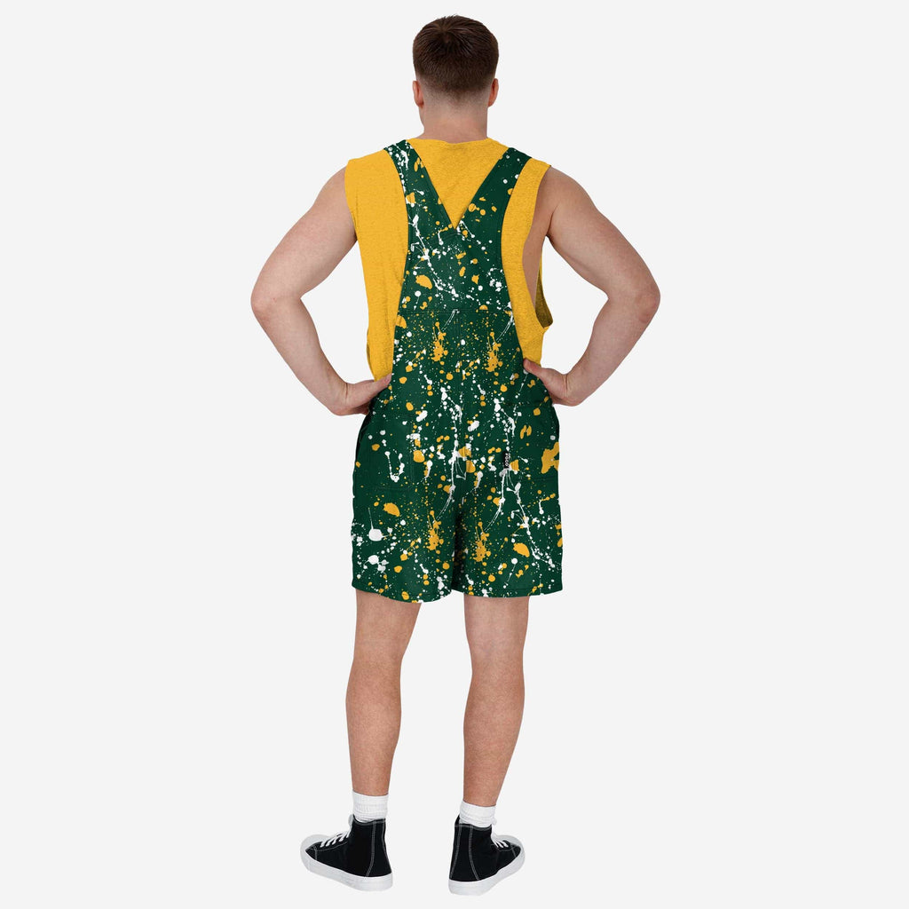 Green Bay Packers Mens Paint Splatter Bib Shortalls FOCO