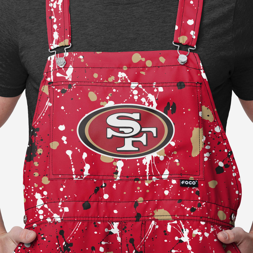 San Francisco 49ers Mens Paint Splatter Bib Shortalls FOCO