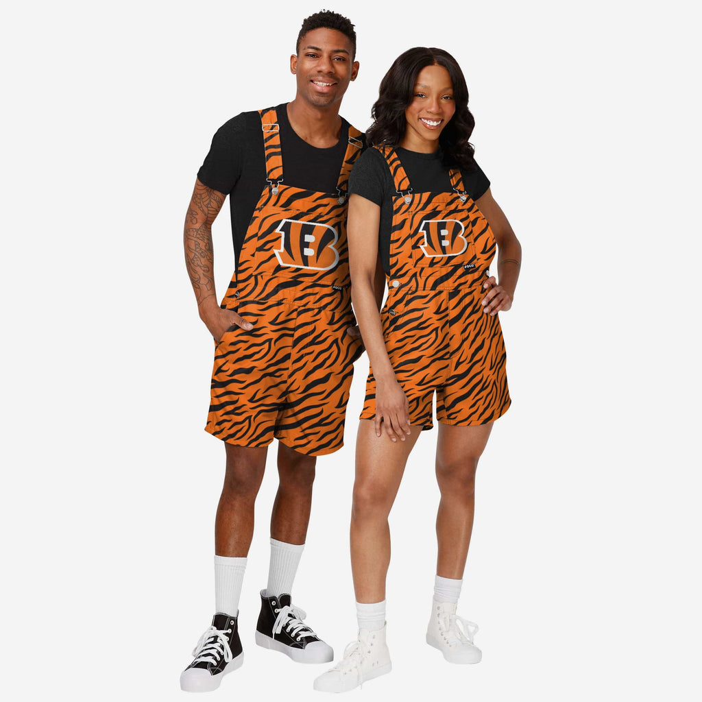 Cincinnati Bengals Mens Tiger Stripe Thematic Bib Shortalls FOCO
