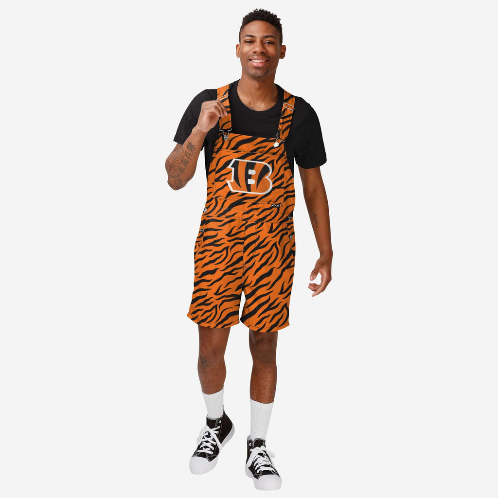Cincinnati Bengals Mens Tiger Stripe Thematic Bib Shortalls FOCO