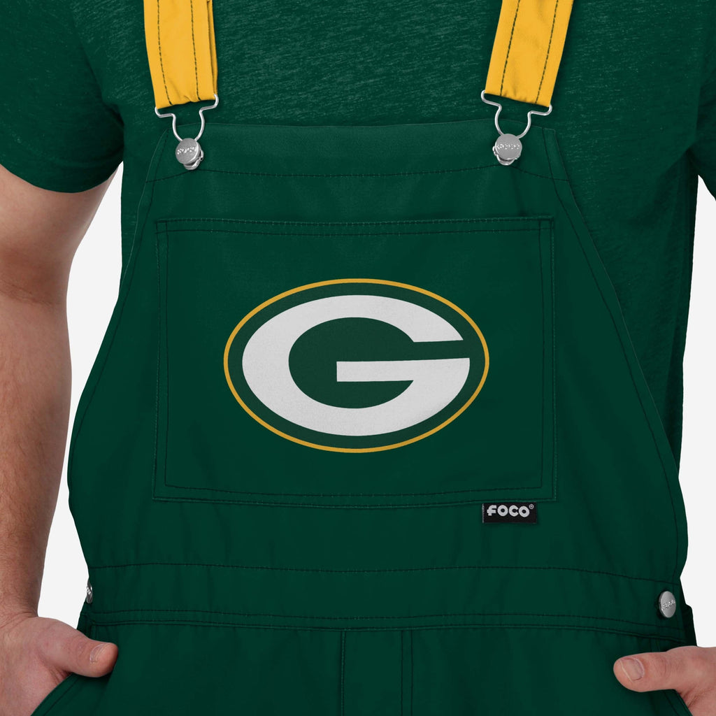 Green Bay Packers Mens Team Stripe Bib Shortalls FOCO