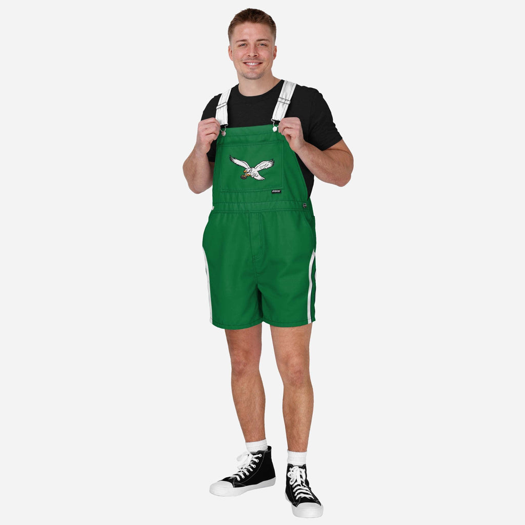 Philadelphia Eagles Mens Kelly Green Team Stripe Bib Shortalls FOCO