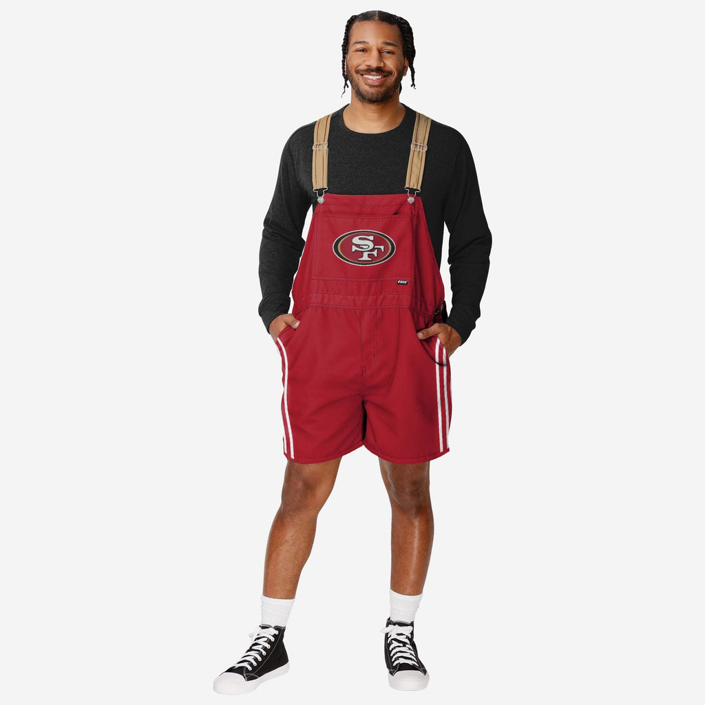 San Francisco 49ers Mens Team Stripe Bib Shortalls FOCO