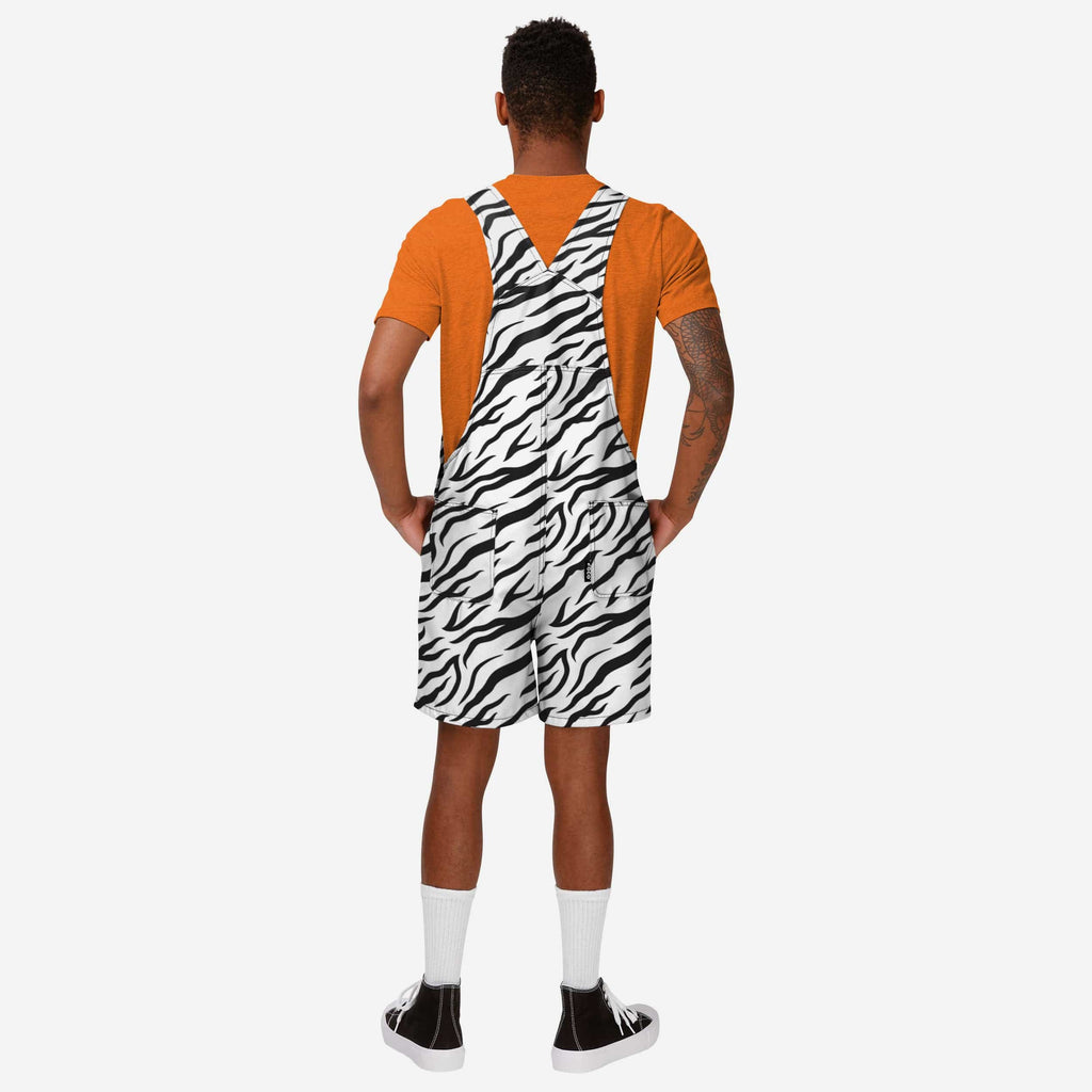 Cincinnati Bengals Mens White Tiger Stripe Thematic Bib Shortalls FOCO