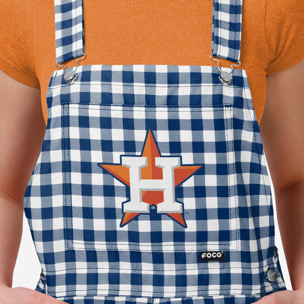 Houston Astros Womens Gingham Check Bib Shortalls FOCO