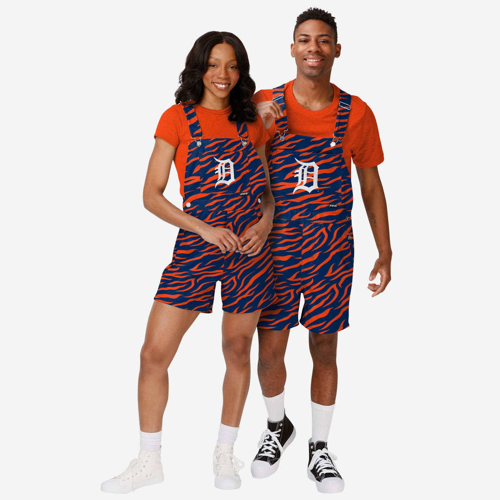 Detroit Tigers Womens Tiger Stripe Thematic Bib Shortalls FOCO