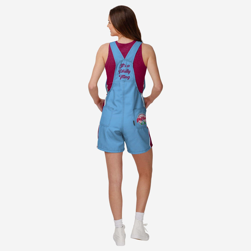 Philadelphia Phillies Womens Team Stripe Bib Shortalls FOCO