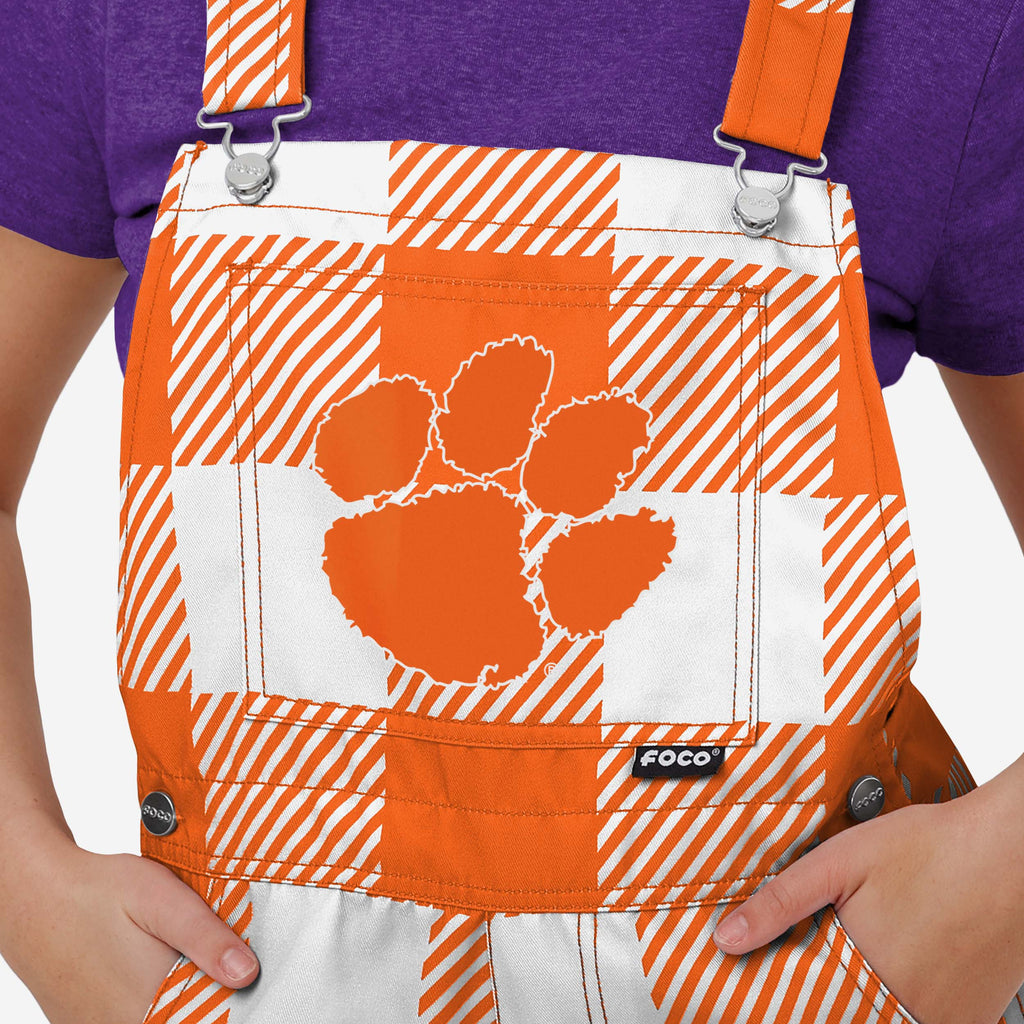 Clemson Tigers Womens Plaid Bib Shortalls FOCO