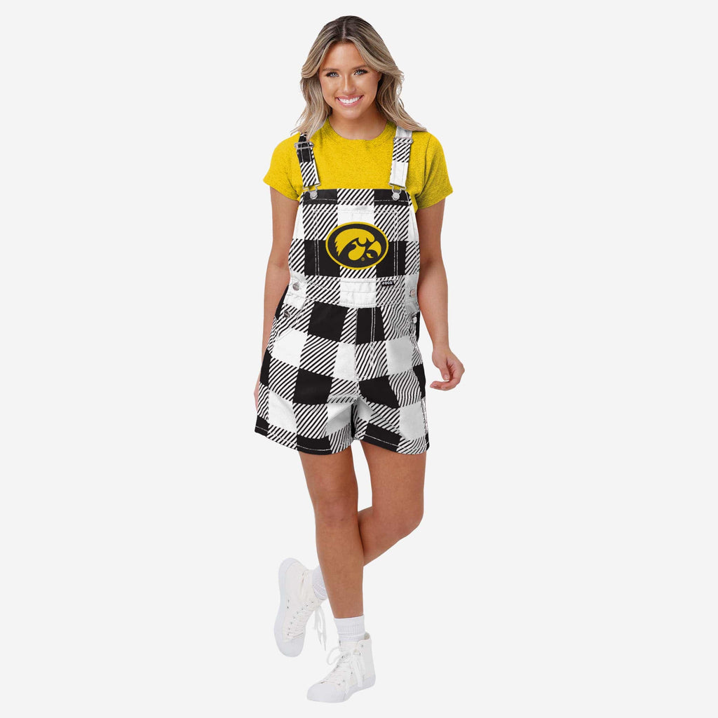Iowa Hawkeyes Womens Plaid Bib Shortalls FOCO
