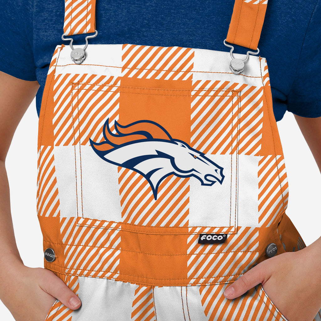 Denver Broncos Womens Plaid Bib Shortalls FOCO