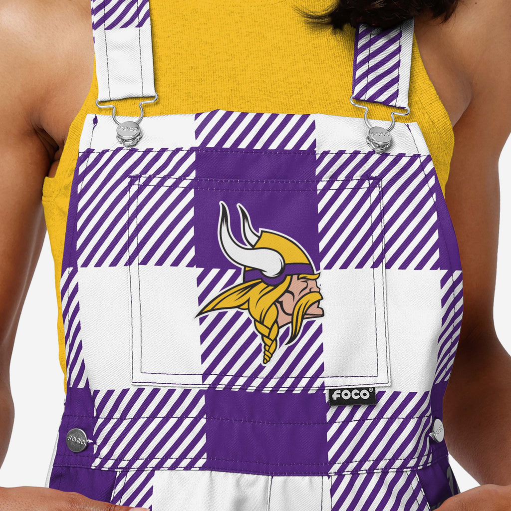 Minnesota Vikings Womens Plaid Bib Shortalls FOCO