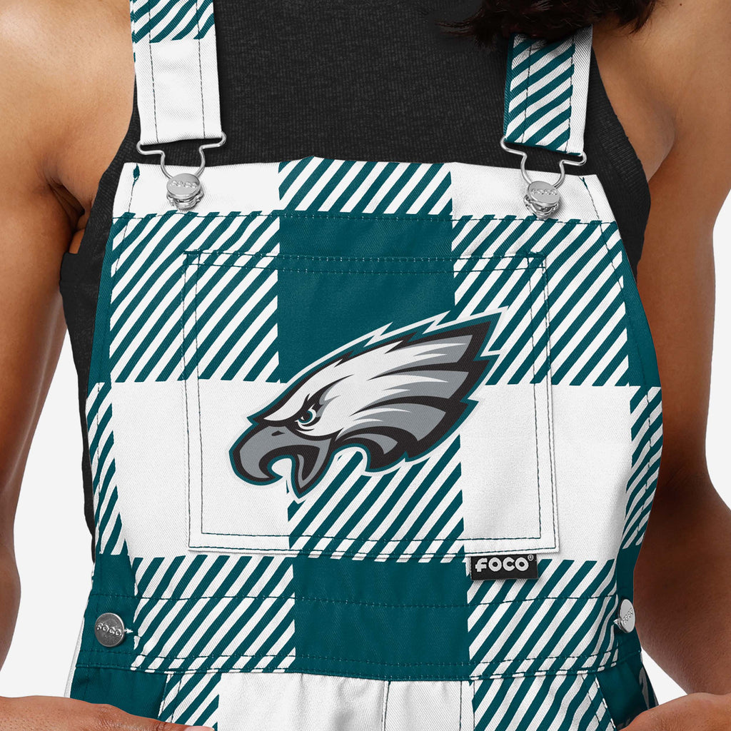 Philadelphia Eagles Womens Plaid Bib Shortalls FOCO