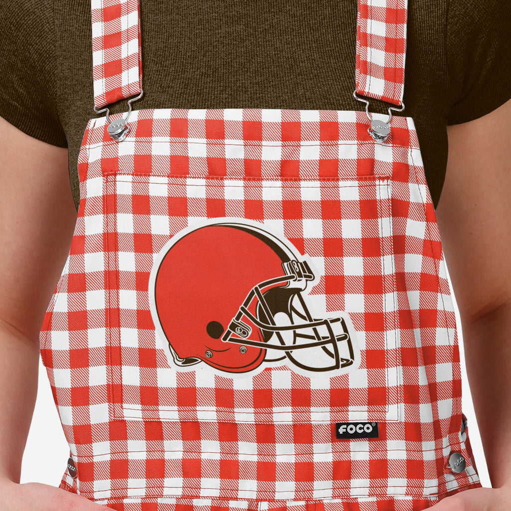 Cleveland Browns Womens Gingham Check Bib Shortalls FOCO