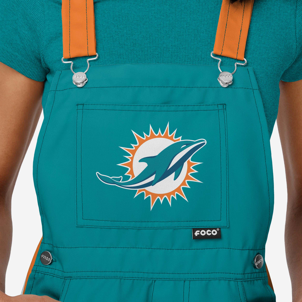Miami Dolphins Womens Team Stripe Bib Shortalls FOCO