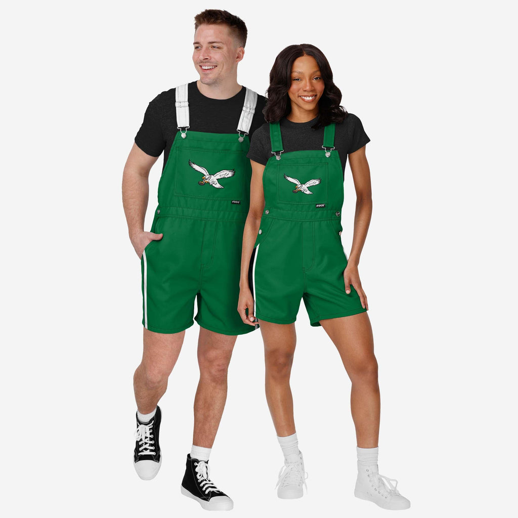 Philadelphia Eagles Womens Kelly Green Team Stripe Bib Shortalls FOCO