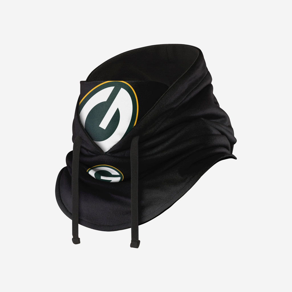 Green Bay Packers Black Drawstring Hooded Gaiter FOCO