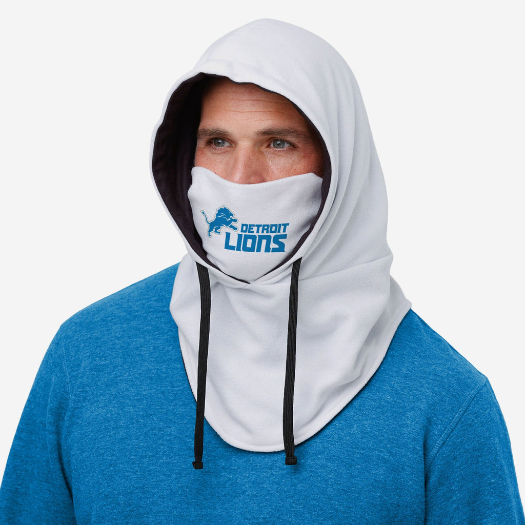 Detroit Lions White Drawstring Hooded Gaiter FOCO