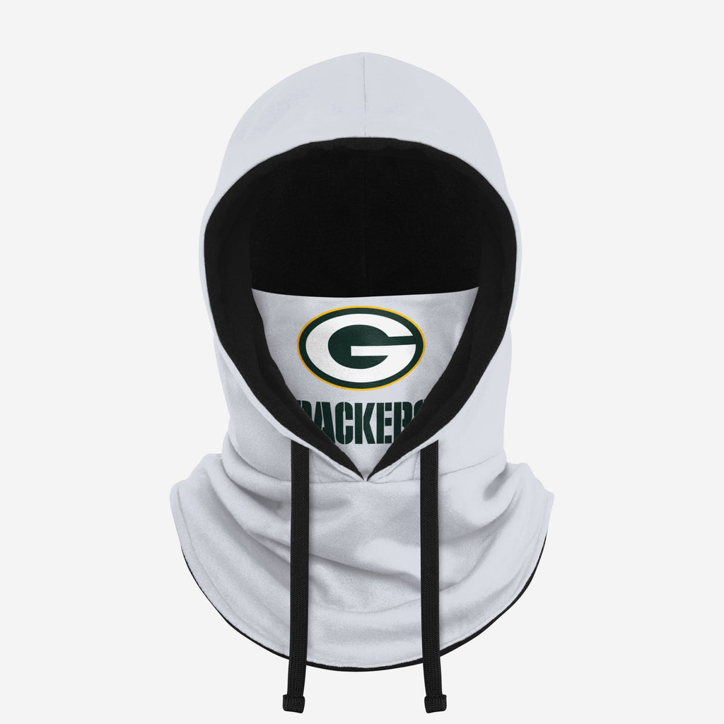 Green Bay Packers White Drawstring Hooded Gaiter FOCO