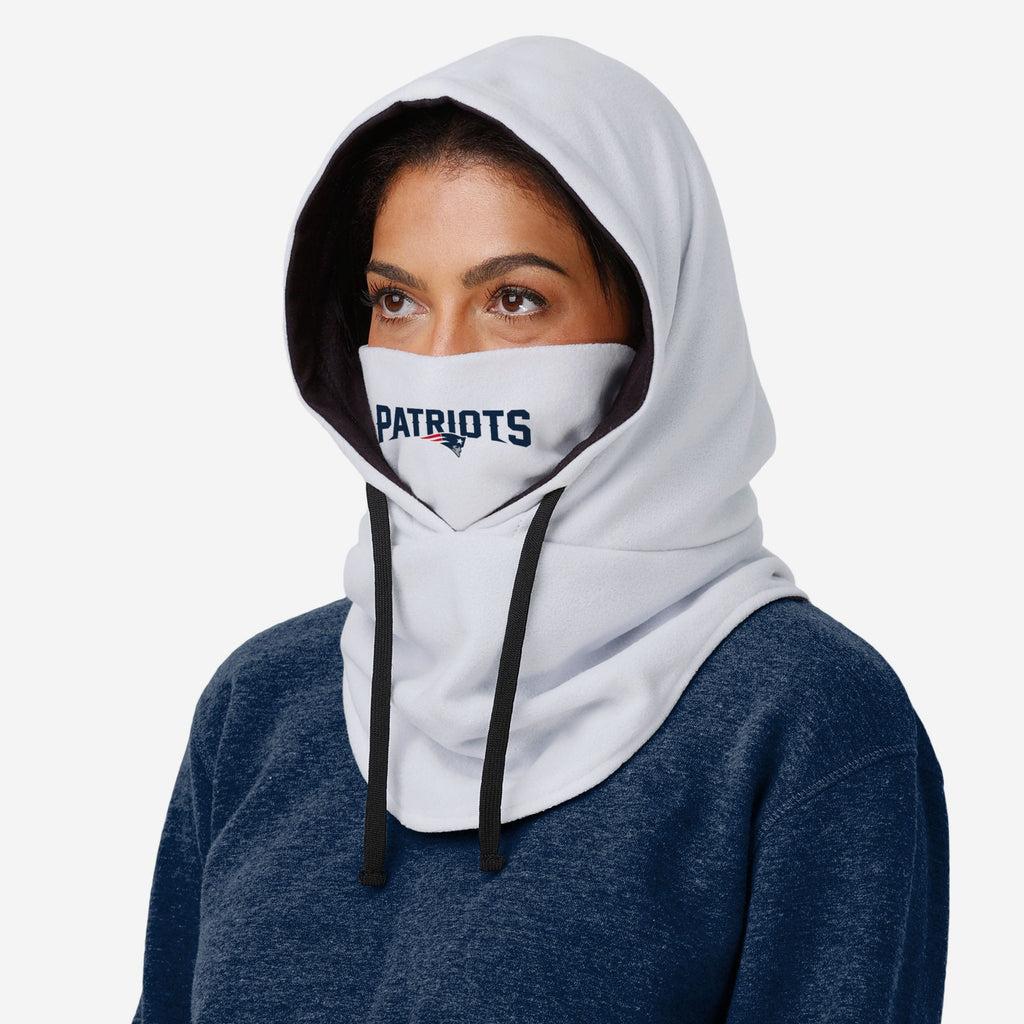 New England Patriots White Drawstring Hooded Gaiter FOCO