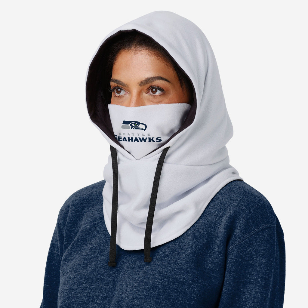 Seattle Seahawks White Drawstring Hooded Gaiter FOCO