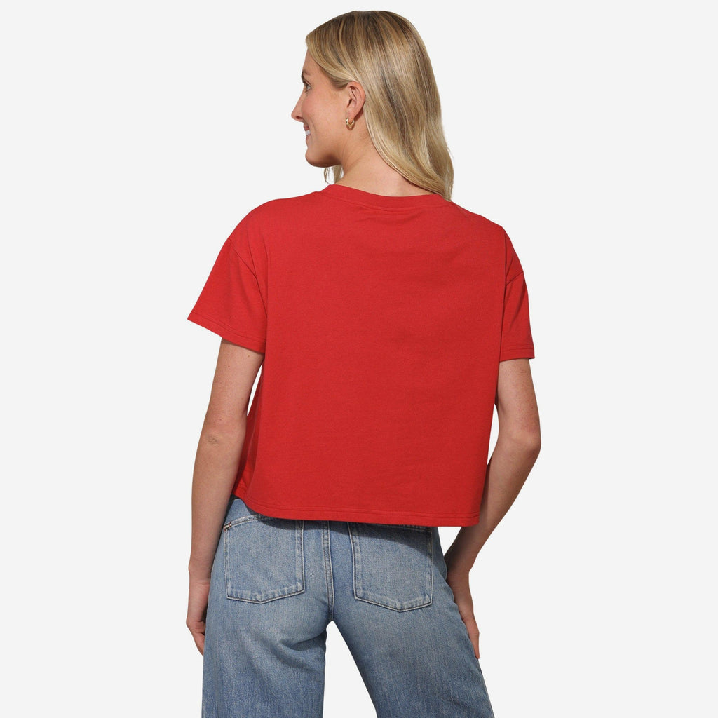 San Francisco 49ers Womens Rhinestone Logo Crop Top FOCO