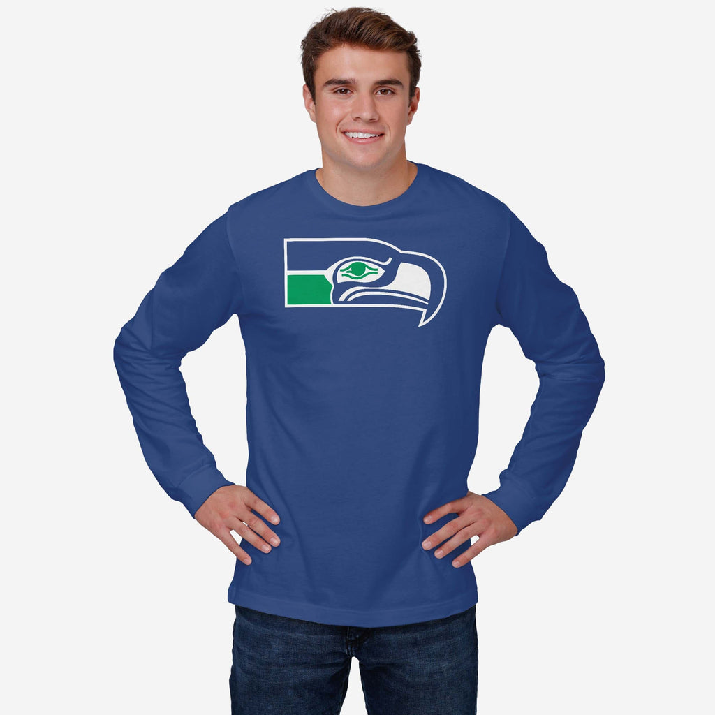 Seattle Seahawks 1976 Retro Logo Long Sleeve T-Shirt FOCO