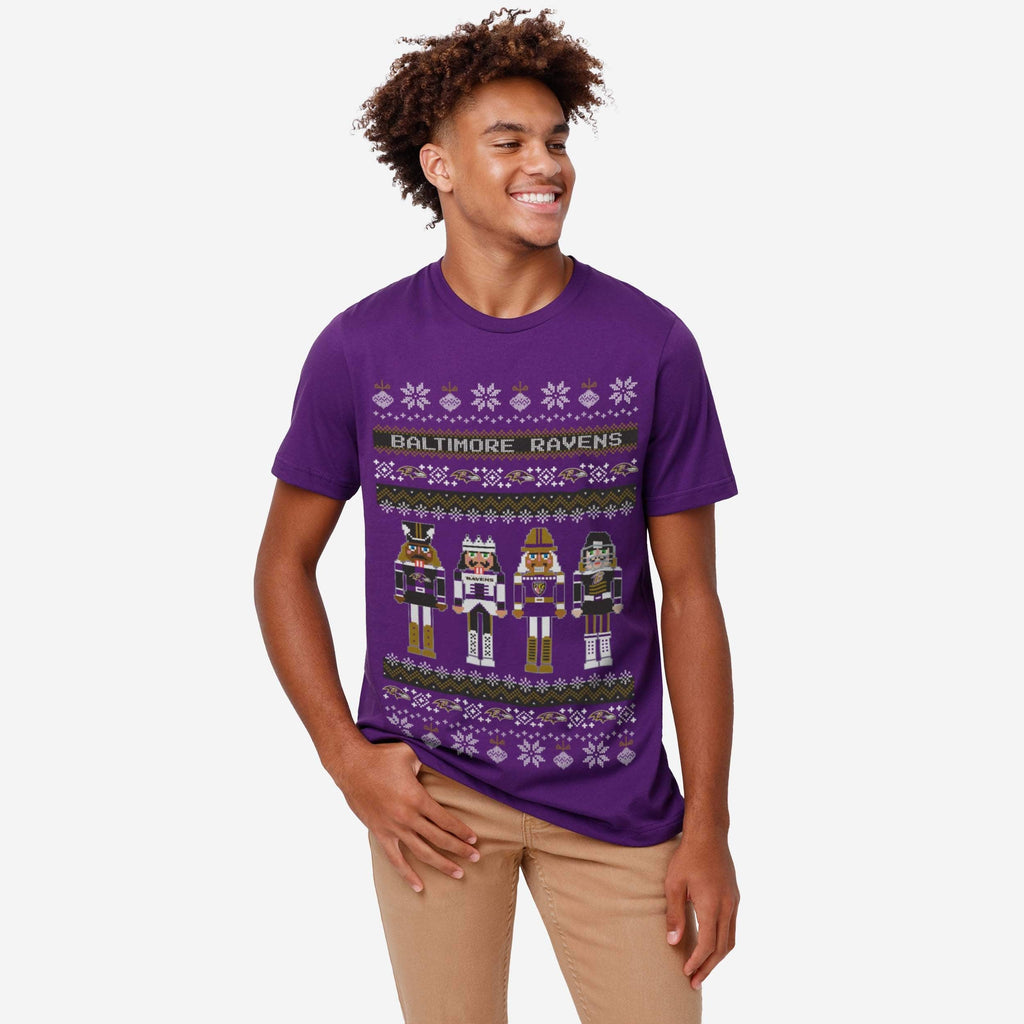 Baltimore Ravens Holiday Nutcracker Sweater T-Shirt FOCO
