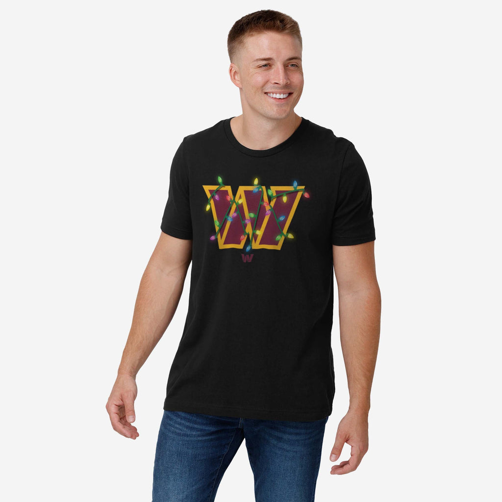 Washington Commanders Primary Logo Holiday Lights T-Shirt FOCO