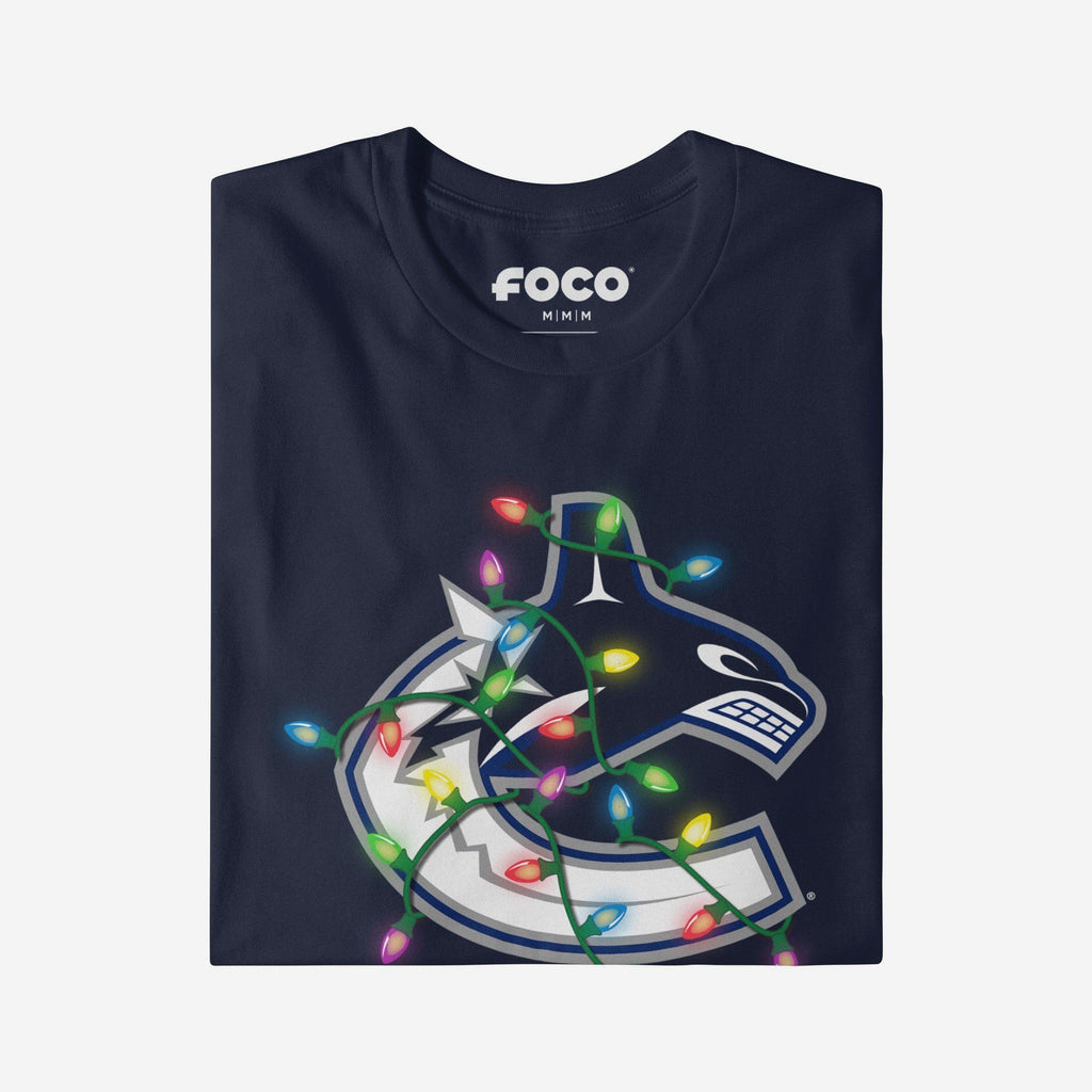 Vancouver Canucks Primary Logo Holiday Lights Long Sleeve T-Shirt FOCO