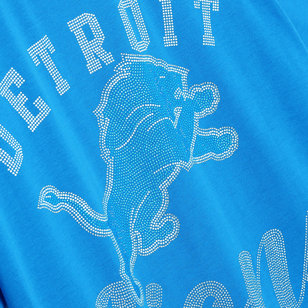 Detroit Lions Womens Rhinestone Logo Oversized T-Shirt FOCO