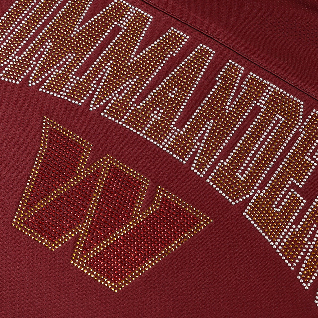 Washington Commanders Womens Rhinestone Logo Oversized V-Neck Mesh T-S FOCO