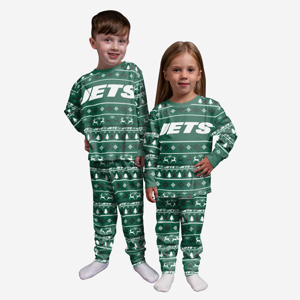 New York Jets Toddler Family Holiday Pajamas FOCO